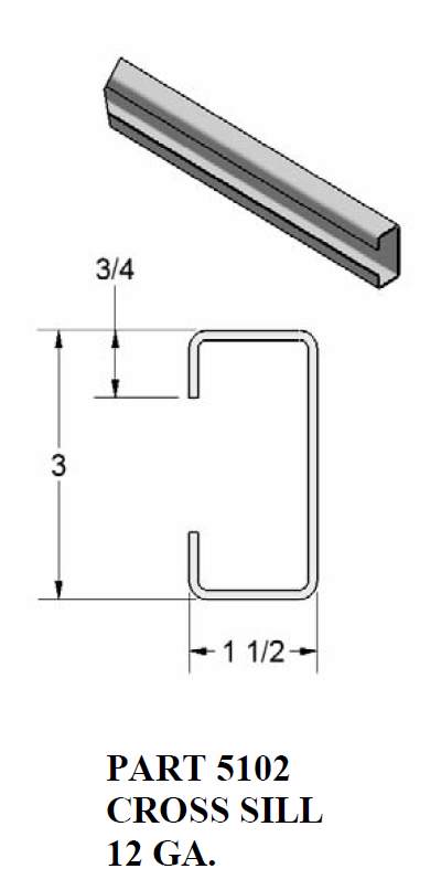 1 1/2" Cross Sill w/ Return Legs – Kampco Steel Products