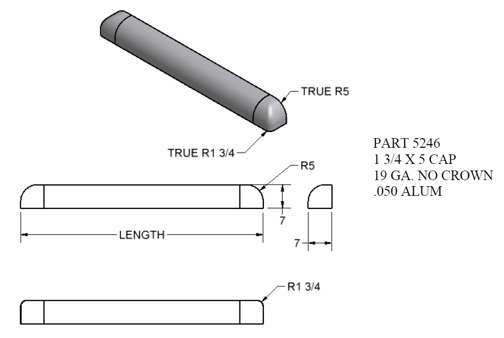 1 3/4" RA x 5" RA Cap – Kampco Steel Products