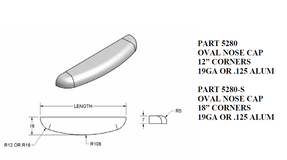 12" Ra Oval Nose Cap – Kampco Steel Products
